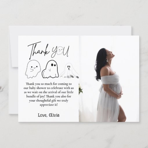 Halloween Ghost Baby shower thank you card | Zazzle
