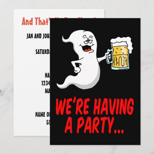 Halloween Ghost Beer Pun Invitation | Zazzle