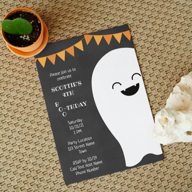 Halloween Ghost Birthday Invitation | Zazzle