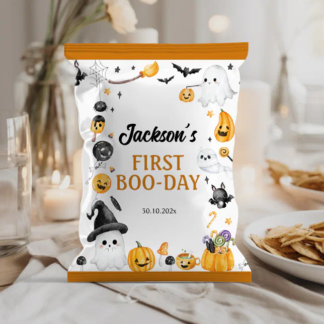 Halloween Ghost Birthday Party Chip Bag Wrapper | Zazzle