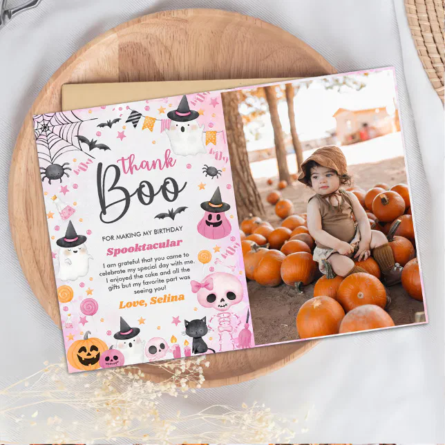 Halloween Ghost Birthday Party Thank You Card | Zazzle