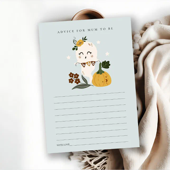 Halloween Ghost Boo Advice for Mum Baby Shower Enclosure Card | Zazzle