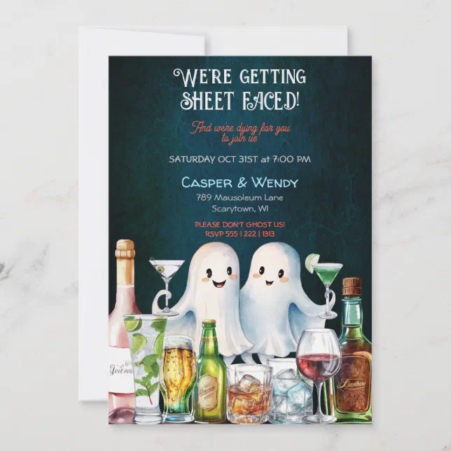 Halloween Ghost Cocktails Invitation | Zazzle