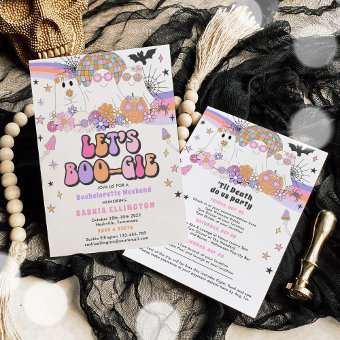 Halloween Ghost Disco Bachelorette Let's BOO-gie Invitation | Zazzle