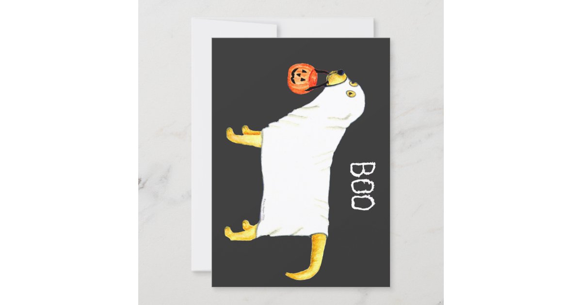 Halloween Ghost Dog Yellow Labrador Invitation | Zazzle