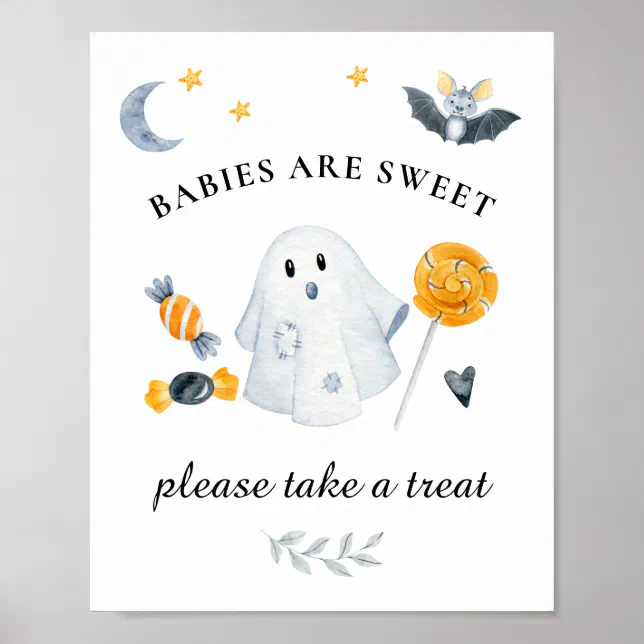 Halloween Ghost Little Boo Baby Shower Sweets Sign | Zazzle