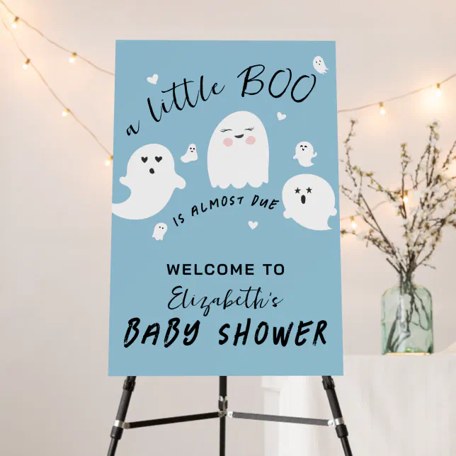 Halloween Ghost Little Boo Boy Baby Shower Welcome Foam Board | Zazzle