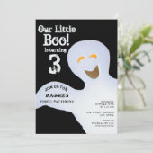 Halloween Ghost Little Boo Turning 3 3rd Birthday Invitation | Zazzle