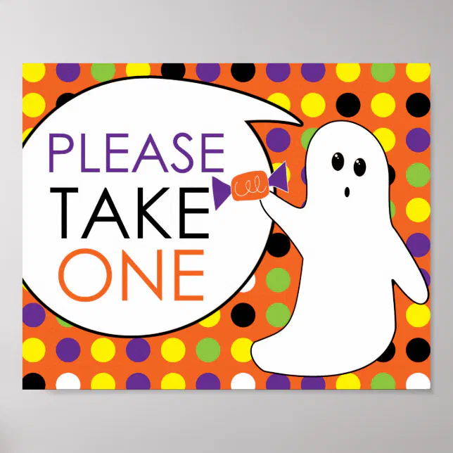 Halloween Ghost Please Take One Candy Poster | Zazzle