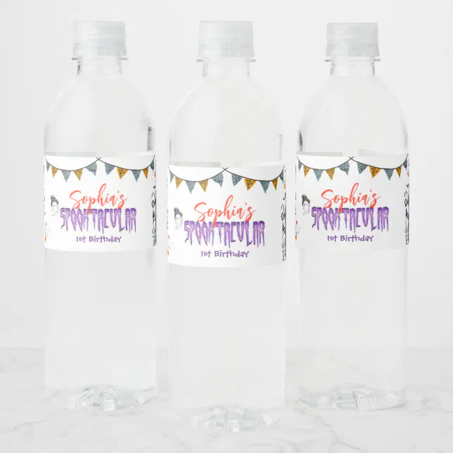 Halloween Ghost Spooktacular Birthday Party Water Bottle Label | Zazzle