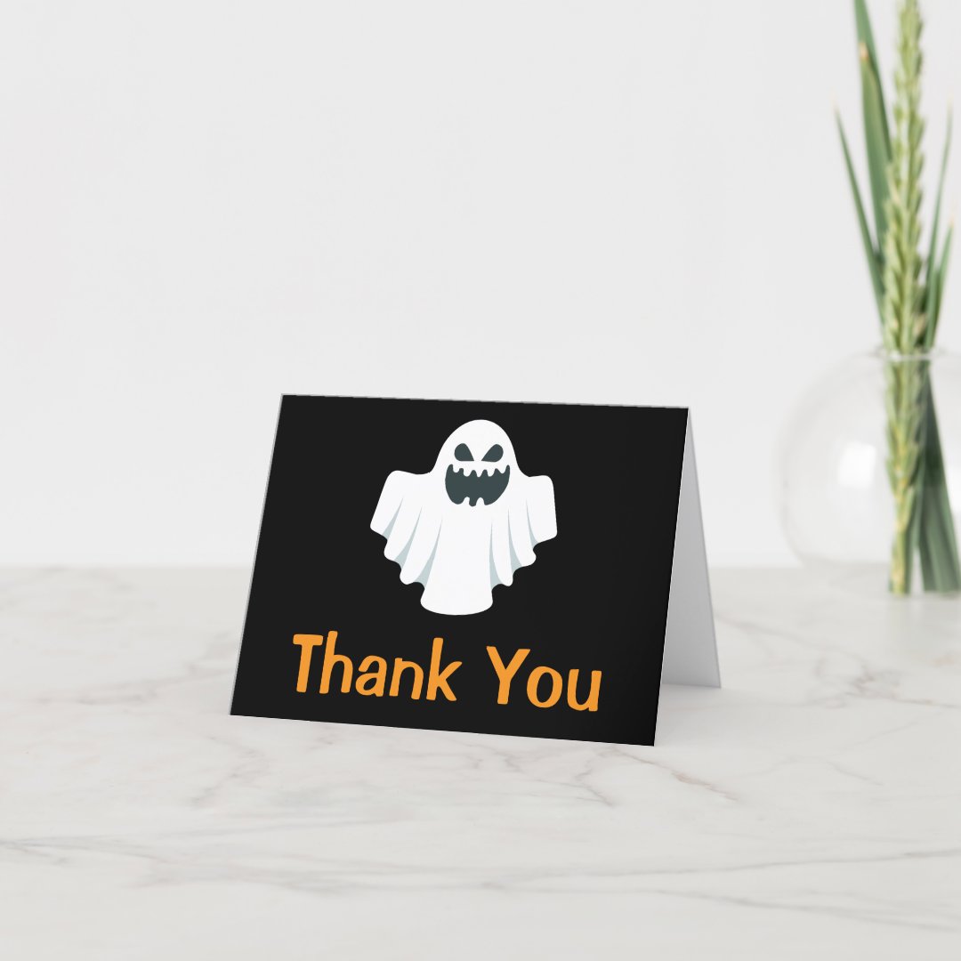 Halloween Ghost Spooky Thank You Card | Zazzle