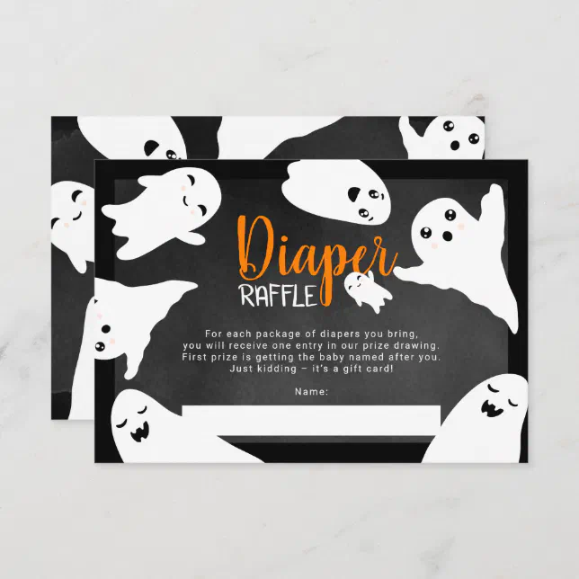 Halloween ghosts black diaper raffle baby shower enclosure card | Zazzle