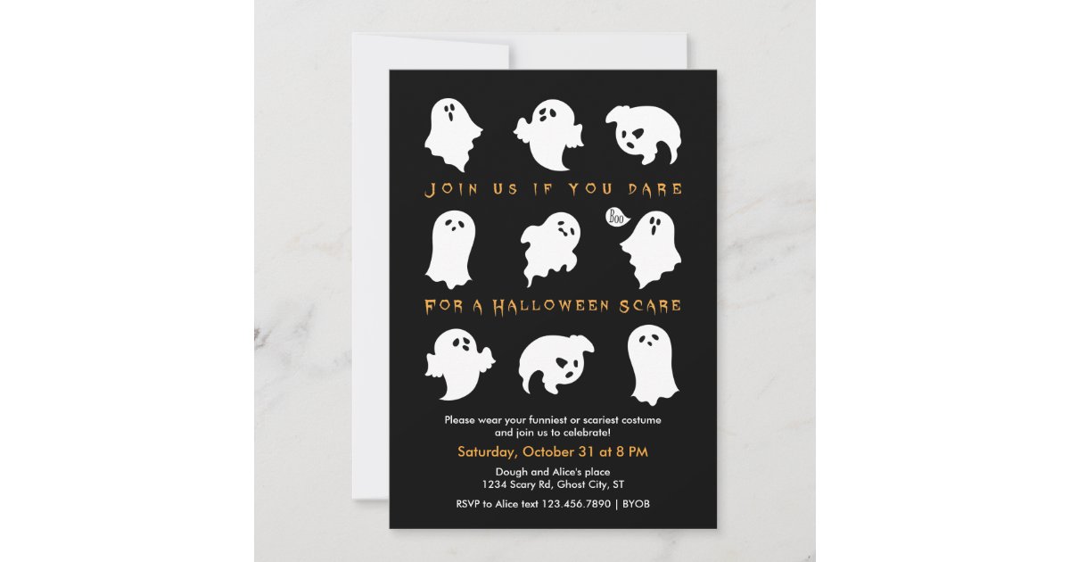 Halloween Ghosts Costume Party Invitation | Zazzle