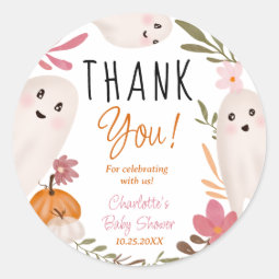Halloween Ghosts Cute baby shower thank you Classic Round Sticker | Zazzle