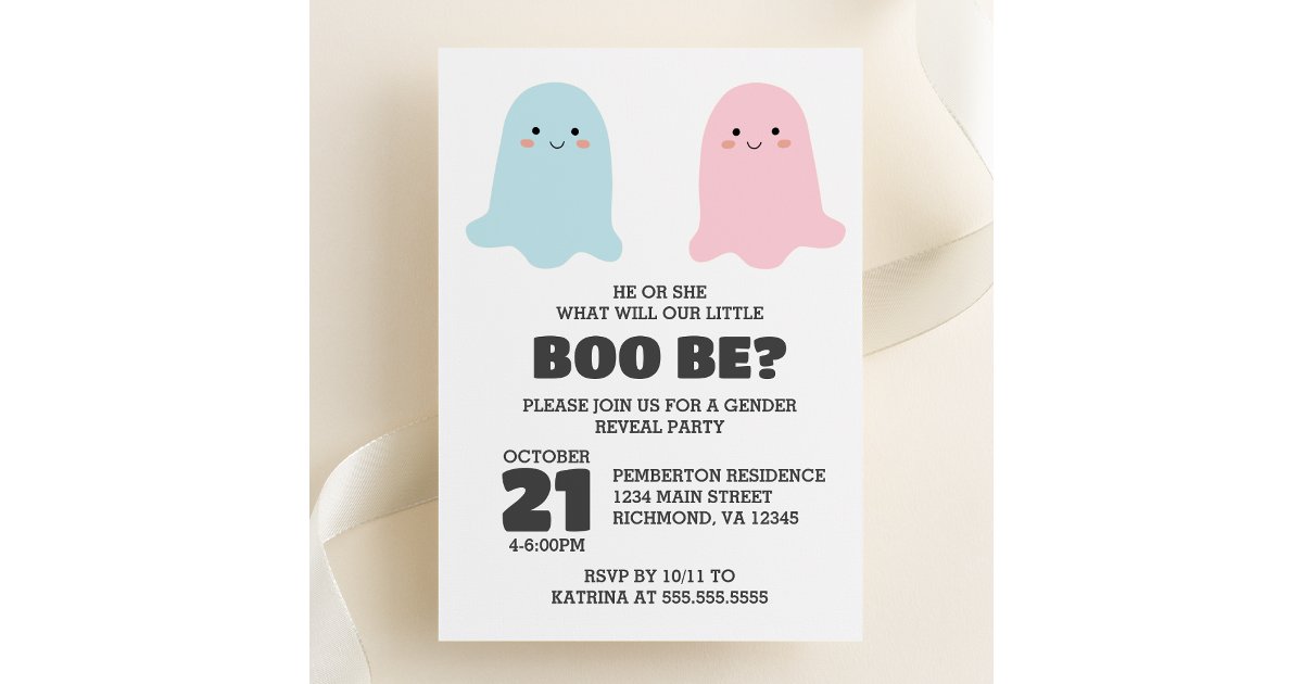Halloween Ghosts Gender Reveal Party Invitation | Zazzle