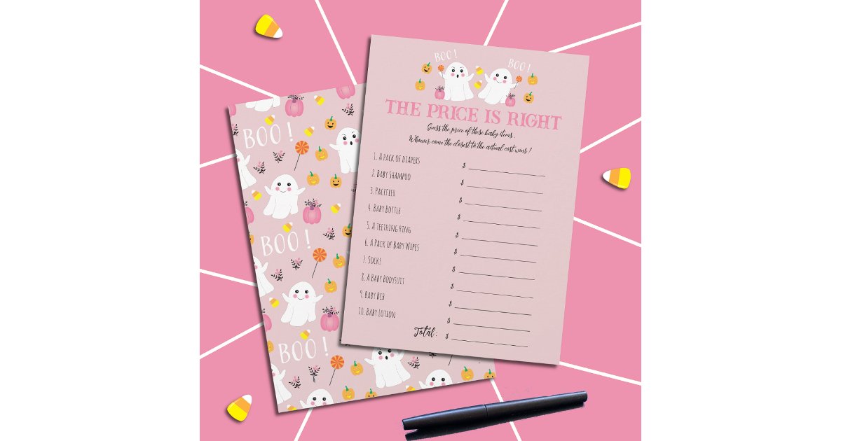 Halloween Ghosts Guess The Price Baby Shower Game Invitation | Zazzle