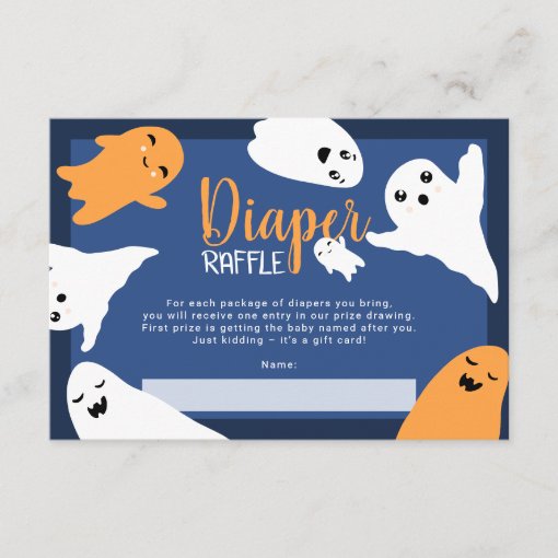 Halloween ghosts orange diaper raffle baby shower enclosure card | Zazzle