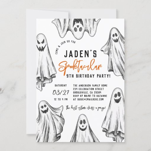 Halloween Ghosts Spooktacular Birthday Party Invitation | Zazzle