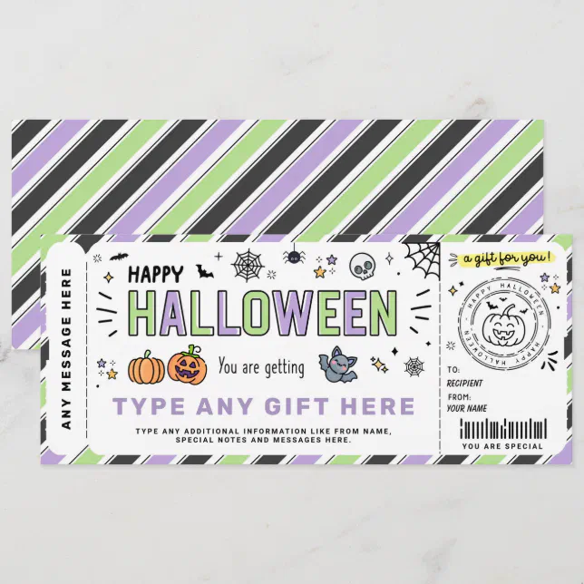 Halloween Gift Ticket Voucher Surprise Gift Tag Invitation | Zazzle