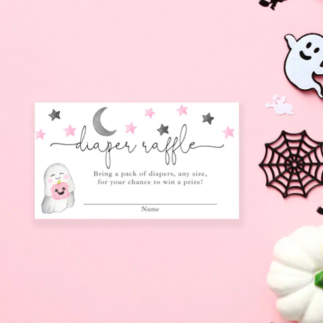 Halloween girl baby shower diaper raffle cards | Zazzle