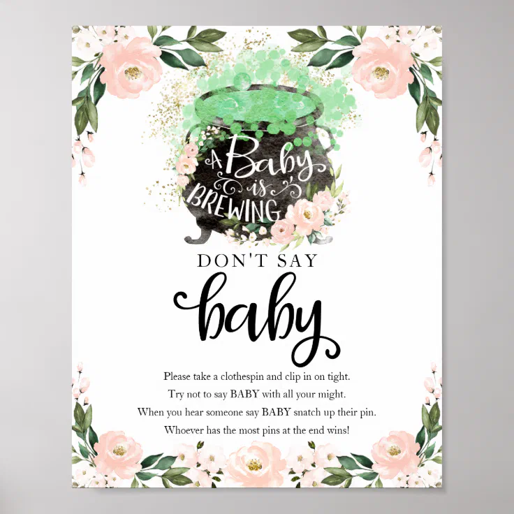 Halloween Girl Baby Shower Don't Say Baby Sign | Zazzle