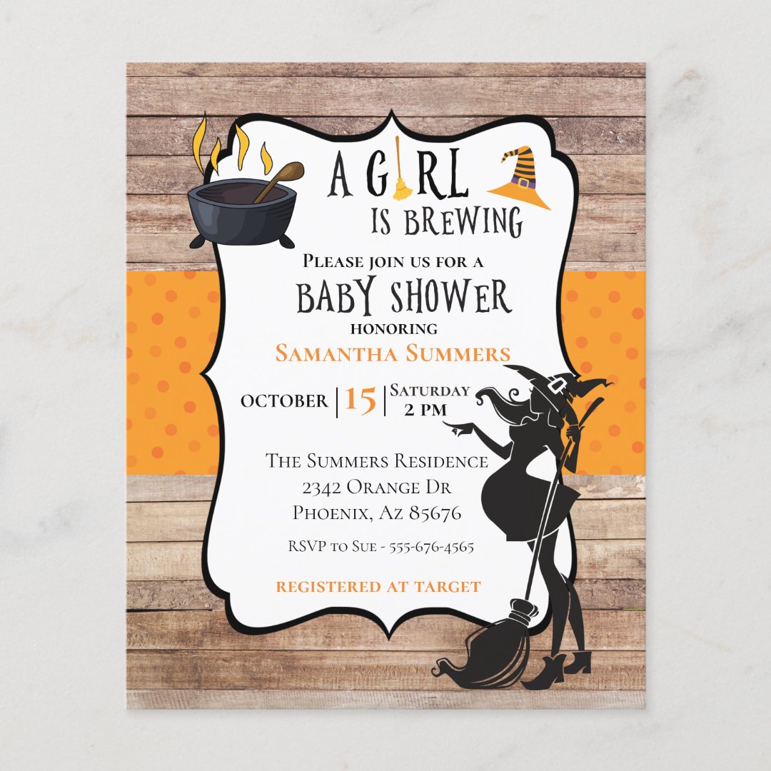 Halloween Girl is Brewing Witch Baby Shower | Zazzle