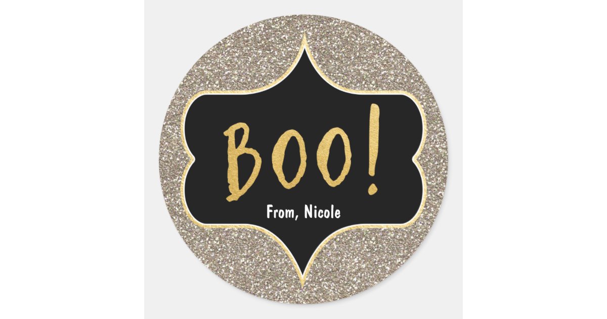 Halloween Gold BOO Golden Glitter Chic Sticker | Zazzle
