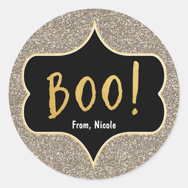 Halloween Gold BOO Golden Glitter Chic Sticker | Zazzle