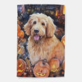 Halloween Goldendoodle With Pumpkins Scary Garden Flag | Zazzle