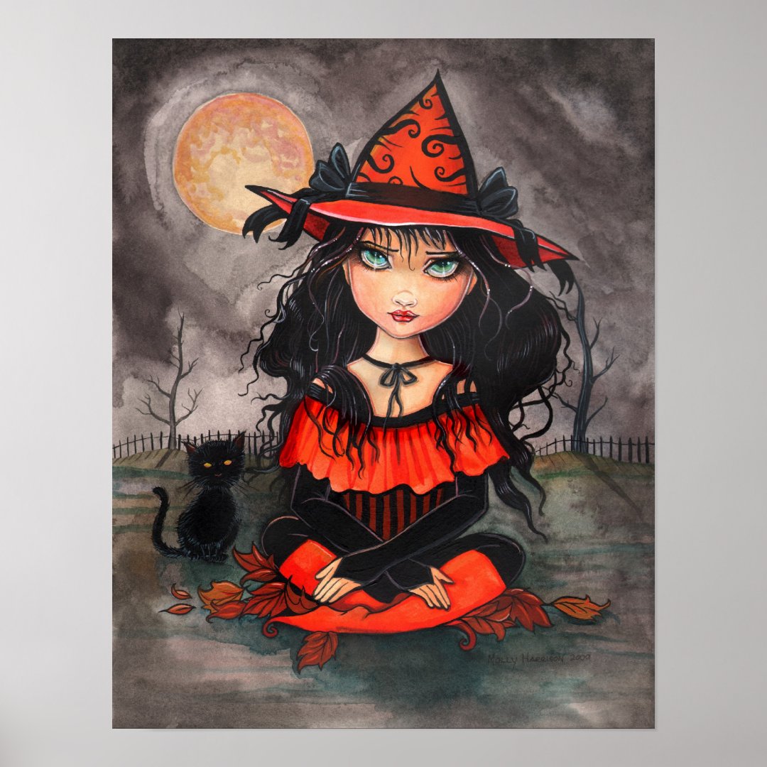 Halloween Gothic Big Eye Art Poster Print | Zazzle