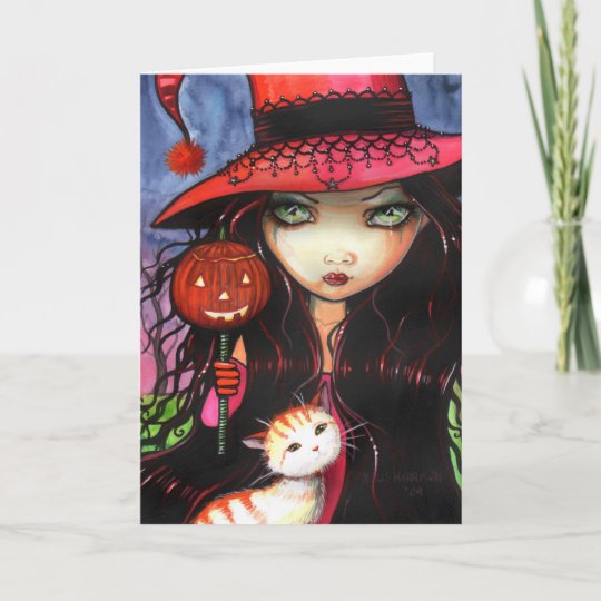 Halloween Gothic Witch Cat Card Note Card | Zazzle.com