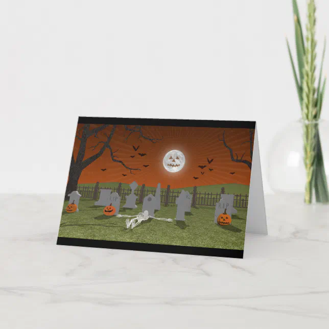 Halloween: Graveyard Scene: Card | Zazzle