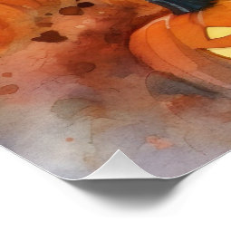 Halloween Great Pyrenees With Pumpkins Scary Poster | Zazzle