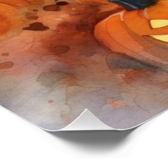 Halloween Great Pyrenees With Pumpkins Scary Poster | Zazzle