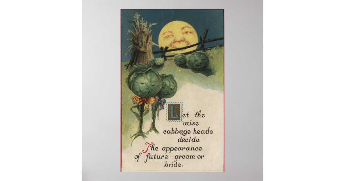 Halloween GreetingCabbage Anthropomorphism Poster | Zazzle