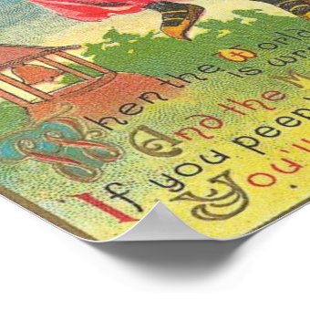 Halloween Greetings Woman On Broom Poster | Zazzle