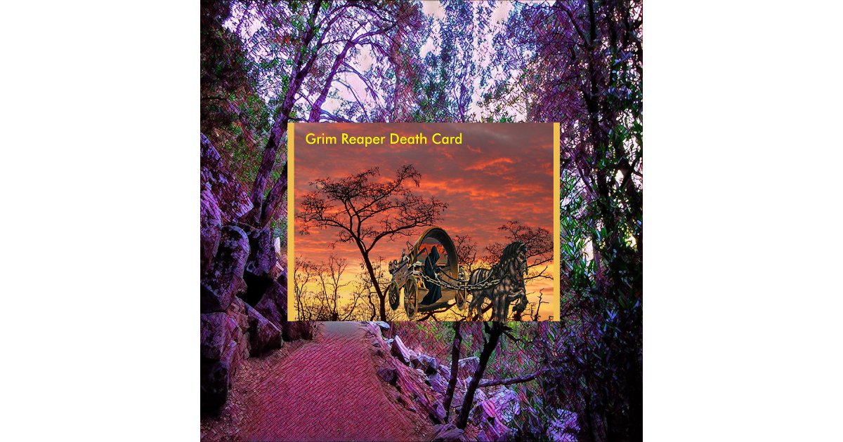 Halloween Grim Reaper on Horse Carriage Card | Zazzle