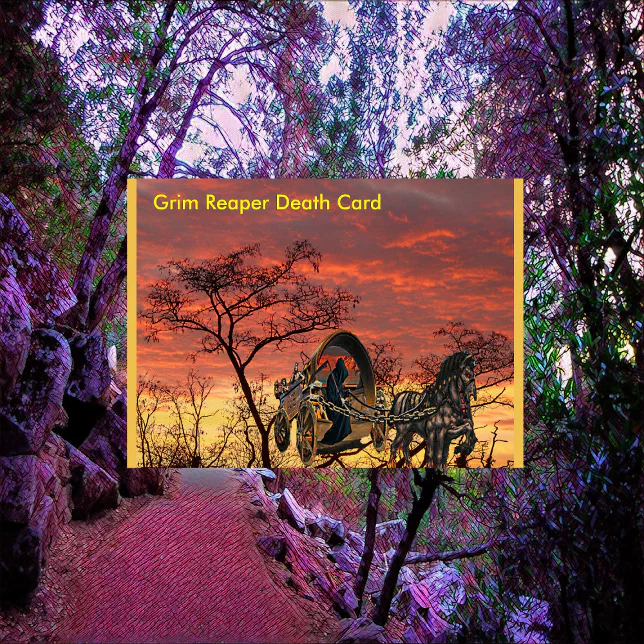 Halloween Grim Reaper on Horse Carriage Card | Zazzle