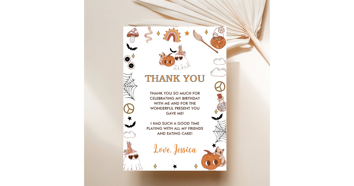 Halloween Groovy Cute Ghost Thank You Card | Zazzle