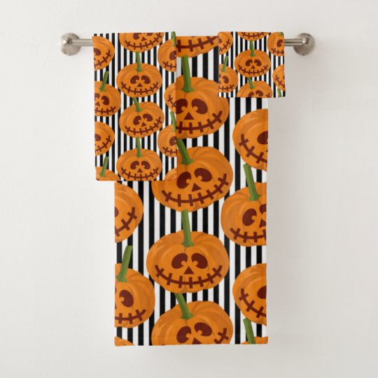 Halloween Happy Pumpkin Pattern Bath Towel Set | Zazzle.com