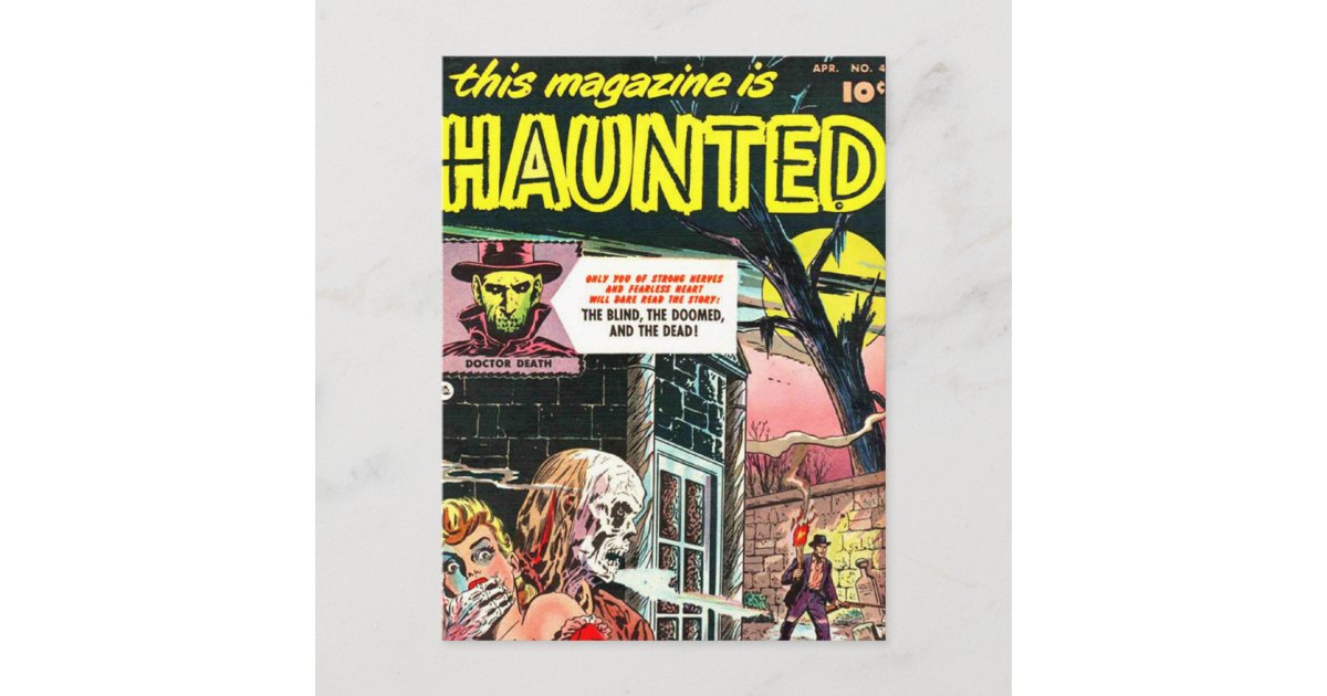 Halloween Haunted Comic Book Postcard | Zazzle
