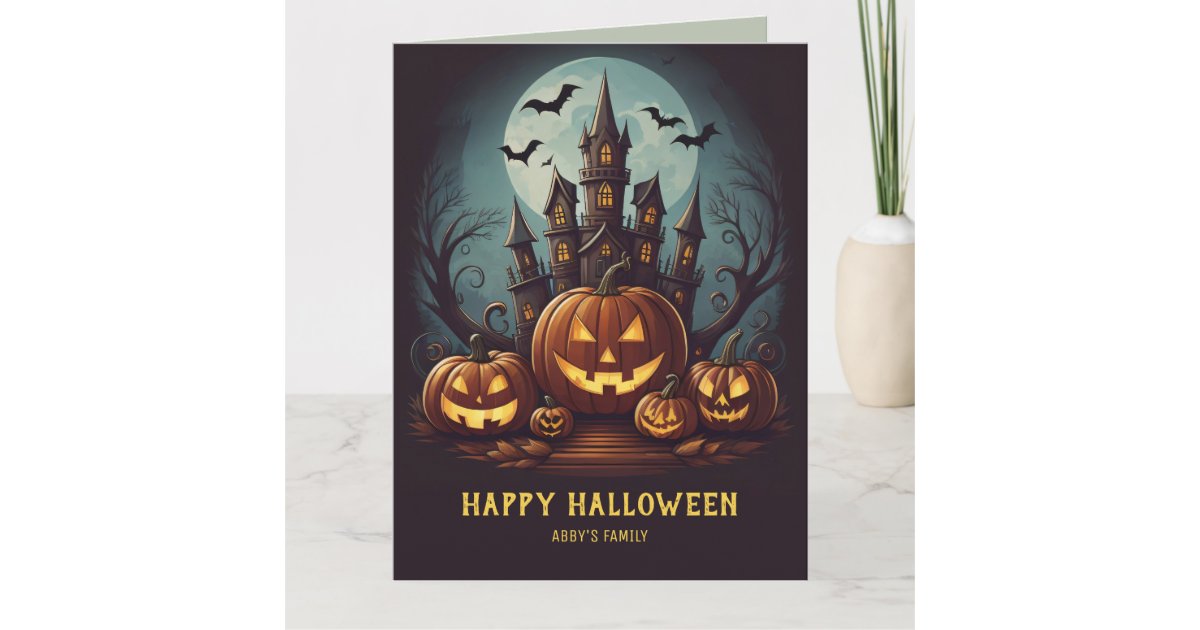 Halloween haunted house card | Zazzle