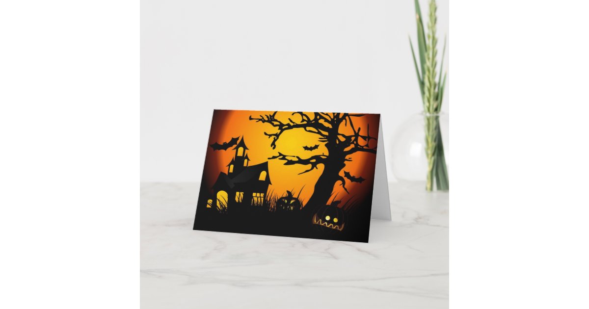 Halloween haunted house card | Zazzle