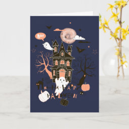 Halloween Haunted House Greeting Card | Zazzle