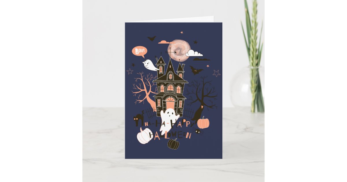 Halloween Haunted House Greeting Card | Zazzle