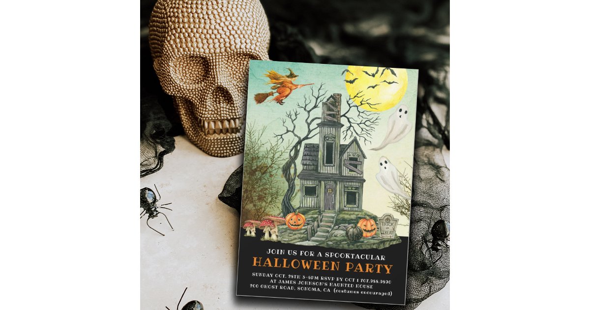Halloween Haunted House Party Invitation | Zazzle