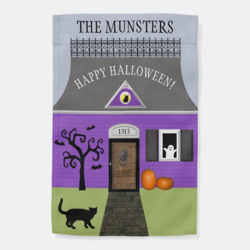 Halloween Haunted House Personalized Garden Flag | Zazzle