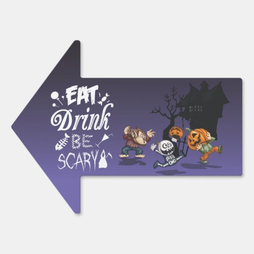 Halloween Haunted House Pumpkin Arrow Outdoor Yard Sign | Zazzle