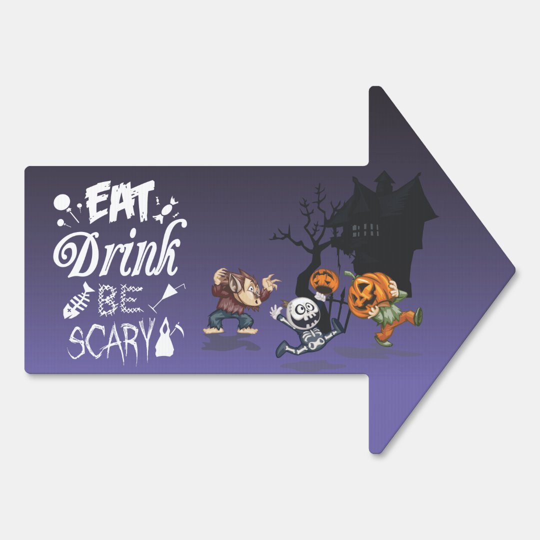 Halloween Haunted House Pumpkin Arrow Outdoor Yard Sign | Zazzle