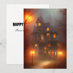Halloween Haunted House Scary Holiday Card | Zazzle